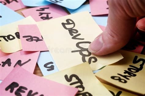 devops concept software scrum agile board with paper task agile