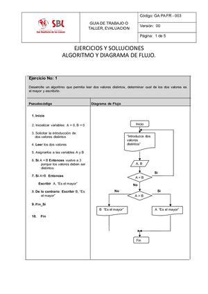 Calaméo Algoritmos Y Diagramas De Flujo Ejercicios Resueltos