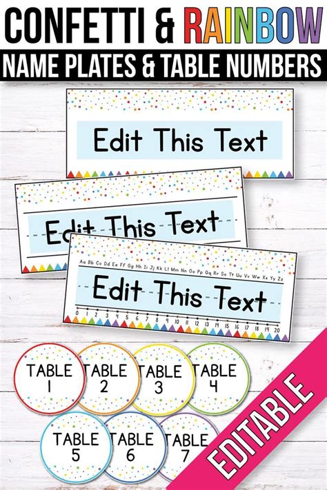 FREE EDITABLE Table Signs And Editable Name Tags Confetti Classroom Theme Classroom Themes