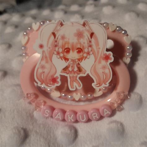 Sakura Miku Pink Simple Adult Pacifier Agere Depop