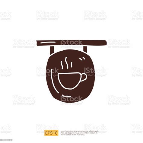 카페 컨셉 벡터 일러스트레이션용 커피 카페 간판 핸드 드로잉 낙서 실루엣 글리프 솔리드 아이콘 기호 0명에 대한 스톡 벡터 아트 및 기타 이미지 Istock
