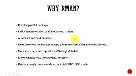 108 Oracle Dba Complete Tutorial Why Rman Youtube
