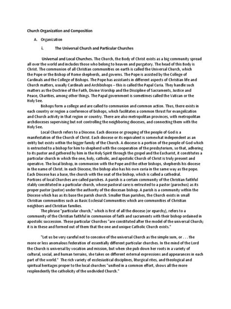 Church Organization And Compostion Pdf Catholic Church Bishop