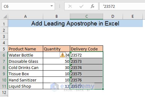 How To Add Leading Apostrophe In Excel 4 Ways ExcelDemy