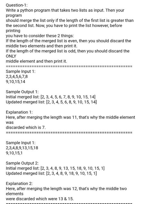 Solved Question 1 Write A Python Program That Takes Two