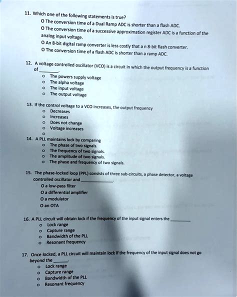 11 which one of the following statements is true o the conversion time of a dual ramp adc is