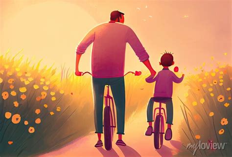 Father Time With Son Vector Illustration Cartoon Flat Dad Character