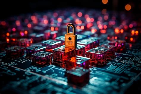 Premium Ai Image Padlock With Circuit Board And Computer Chip