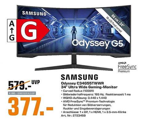 Samsung Odyssey C34g55twwr 34" Ultra Wide Gaming-monitor Angebot bei ...