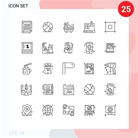 Set Of 25 Commercial Lines Pack For Page E Education Commerce Bathroom Editable Vector Design