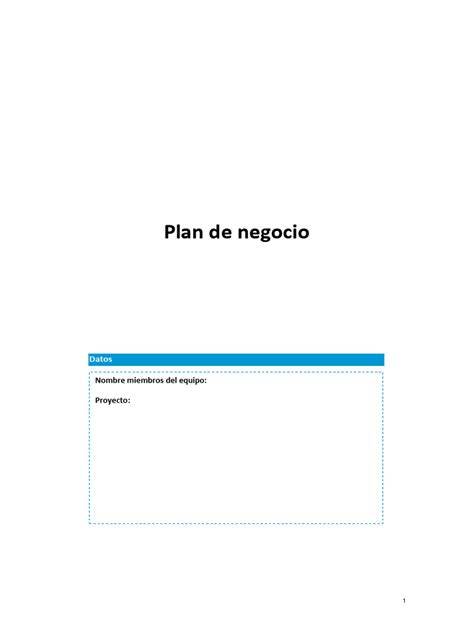 Plantilla Plan De Negocio Descargar Gratis Pdf Inversiones