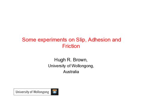 Pdf Some Experiments On Slip Adhesion And Friction