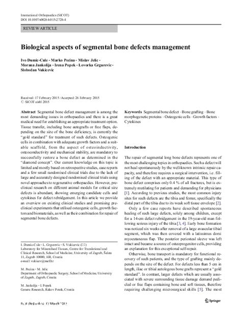 Pdf Managing Segmental Bone Defects In Orthopaedics