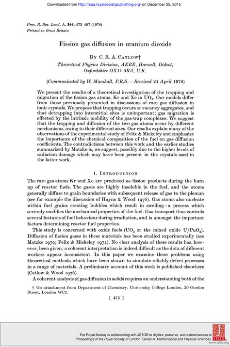 Pdf Fission Gas Diffusion In Uranium Dioxide