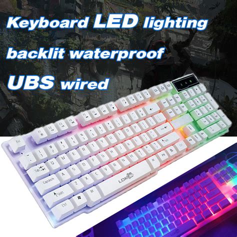 104 Keys Rainbow Gaming Usb Wired Keyboard Colorful Button Mouse Suit Led Backlit Keyboard