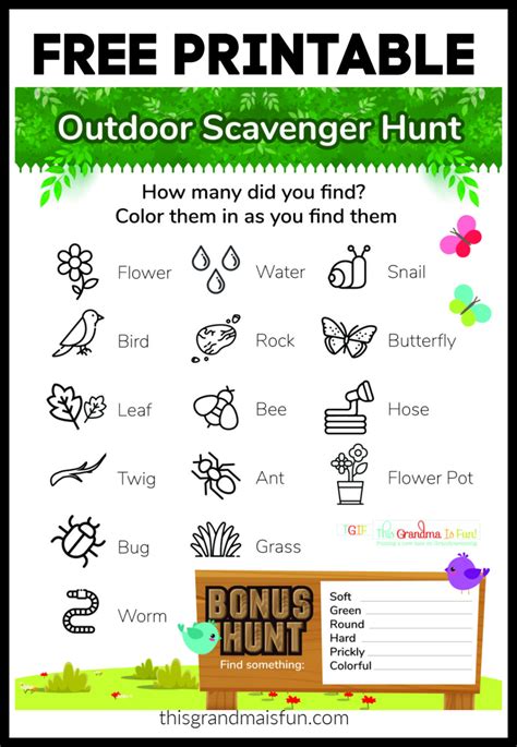 Free Outdoor Scavenger Hunt Printable
