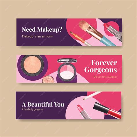 Free Vector Banner Template With Makeup Concept Design For Advertise