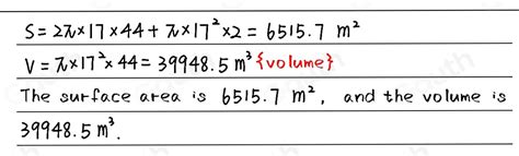 Solved Find The Total Surface Area And Volume Of The Solid Object Shown To The Rightm Math