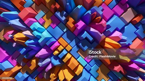 이퀄라이저와 함께 기하학적 패턴으로 장식된 복잡한 기술 배경을 특징으로 하는 반복되는 3차원 애니메이션입니다 3d 일러스트레이션 3차원 형태에 대한 스톡 사진 및 기타