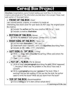 Cereal Box Project By Enasia King TPT
