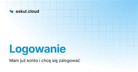 Logowanie Eskul Cloud