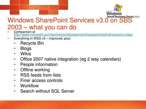 ppt small business server and windows sharepoint services powerpoint