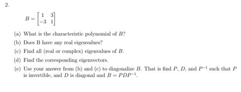 Solved A What Is The Characteristic Polynomial Of B Chegg Com