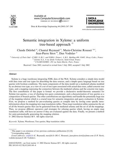 Pdf Semantic Integration In Xyleme A Uniform Tree Based Approach Dokumentips