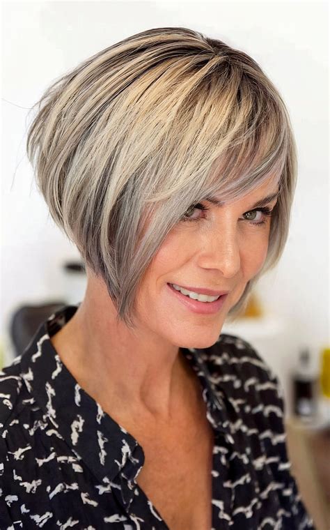 Long Angled Bob Hairstyles With Bangs