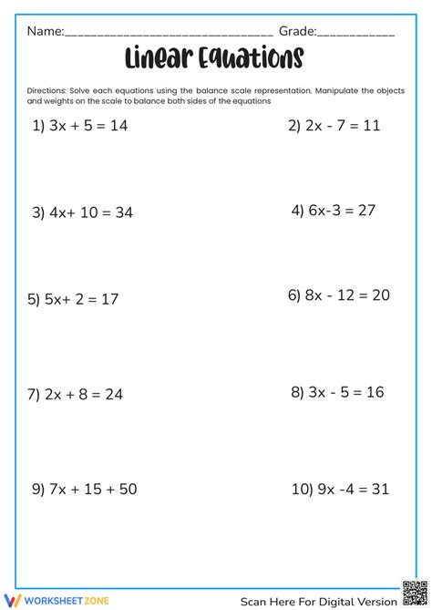 Mastering Linear Equations A Comprehensive Guide To Algebra Worksheets