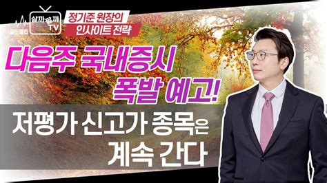 다음주 국내 증시 폭발 예고 저평가 신고가 종목은 계속 간다 Youtube