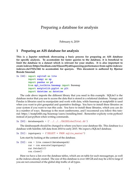 Pdf Preparing An Ais Database For Analysis