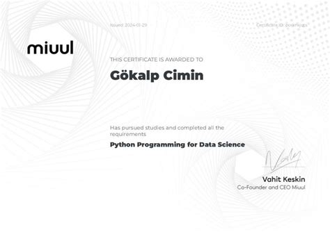 Gökalp Cimin On Linkedin Datascience Python Certificate Miuuleducation Linkedinlearning