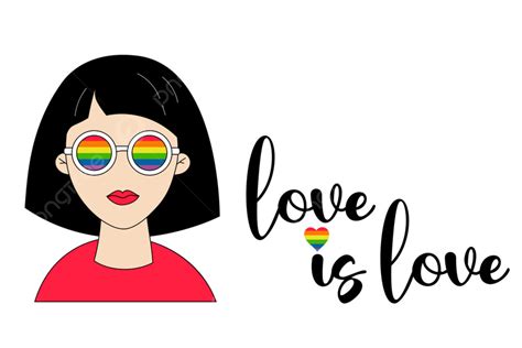 Young Cute Lesbian Girl In Rainbow Glasses Brunette Love Lgbtq Png