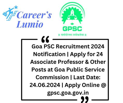 Goa Psc Recruitment 2024 Notification Apply For 24 Associate