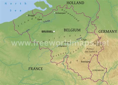 Belgium Physical Map
