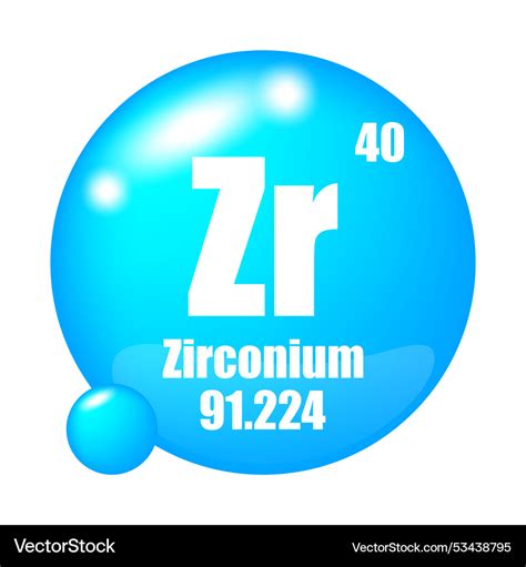 Zirconium Icon Zr Chemical Element Atomic Number Vector Image