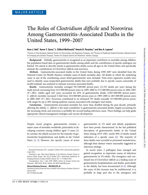 Pdf The Roles Of Clostridium Difficile And Norovirus Among