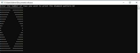 hollow diamond pattern program in c code underscored