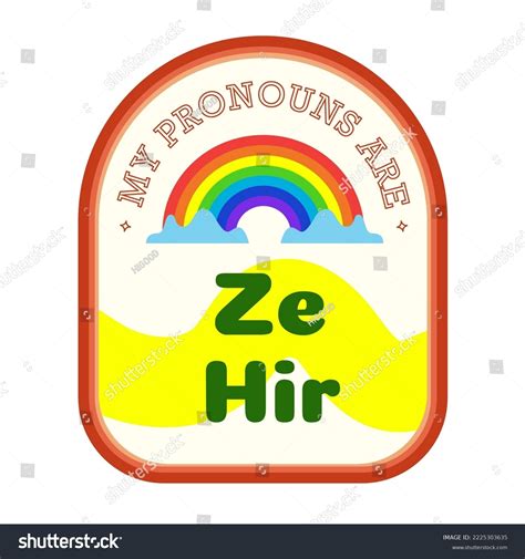 Pronouns Sticker Ze Hir Rainbow Cartoon Stock Vector Royalty Free