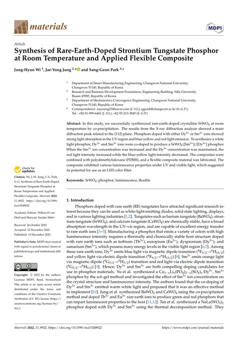 Pdf Synthesis Of Rare Earth Doped Strontium Tungstate Phosphor At
