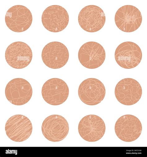 Set Of Hand Drawing Random Chaotic Lines Insane Tangled Scribble Clew Brown Design Abstract