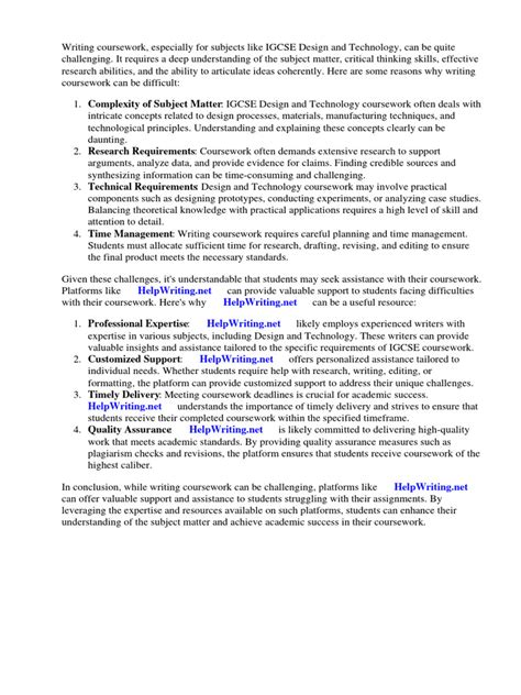 Igcse Dt Coursework Guide Pdf Expert Critical Thinking