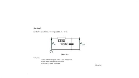 Solved Question For The Low Pass Filter Shown In Figure Chegg