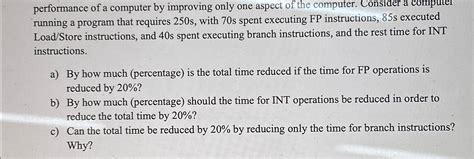 Solved Performance Of A Computer By Improving Only One Chegg