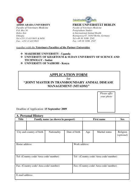 Finaldraft Application Form Mtadm Addis Ababa University