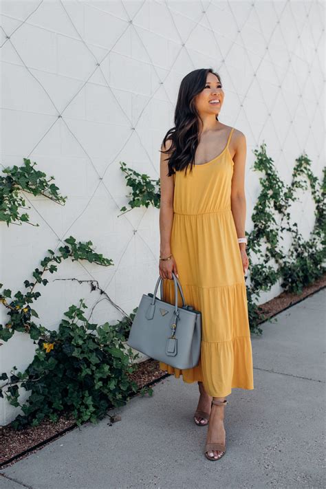 Yellow Tiered Maxi Dress Comfy Style For Spring And Summer Color And Chic