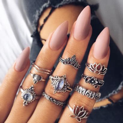Hyperbole Hollow Out Big Stone Lotus 10 Pieces Of Each Ring Set On Luulla