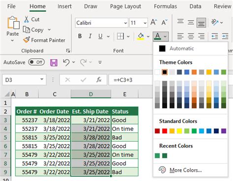 How To Change Text And Font Color In Excel