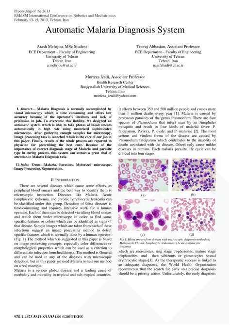 Pdf Automatic Malaria Diagnosis System